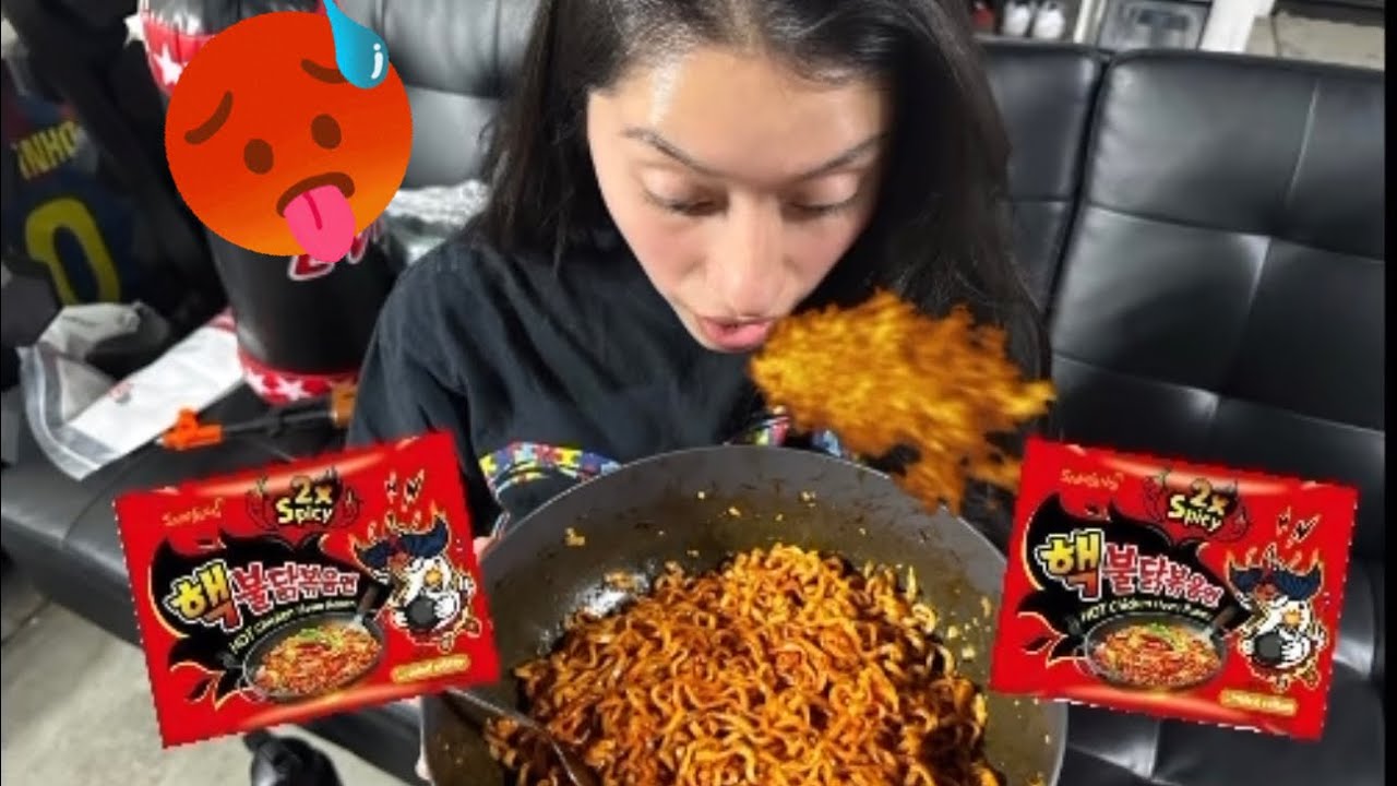 Eating the worlds spiciest Korean fire noodles! Challenge🥵 - YouTube