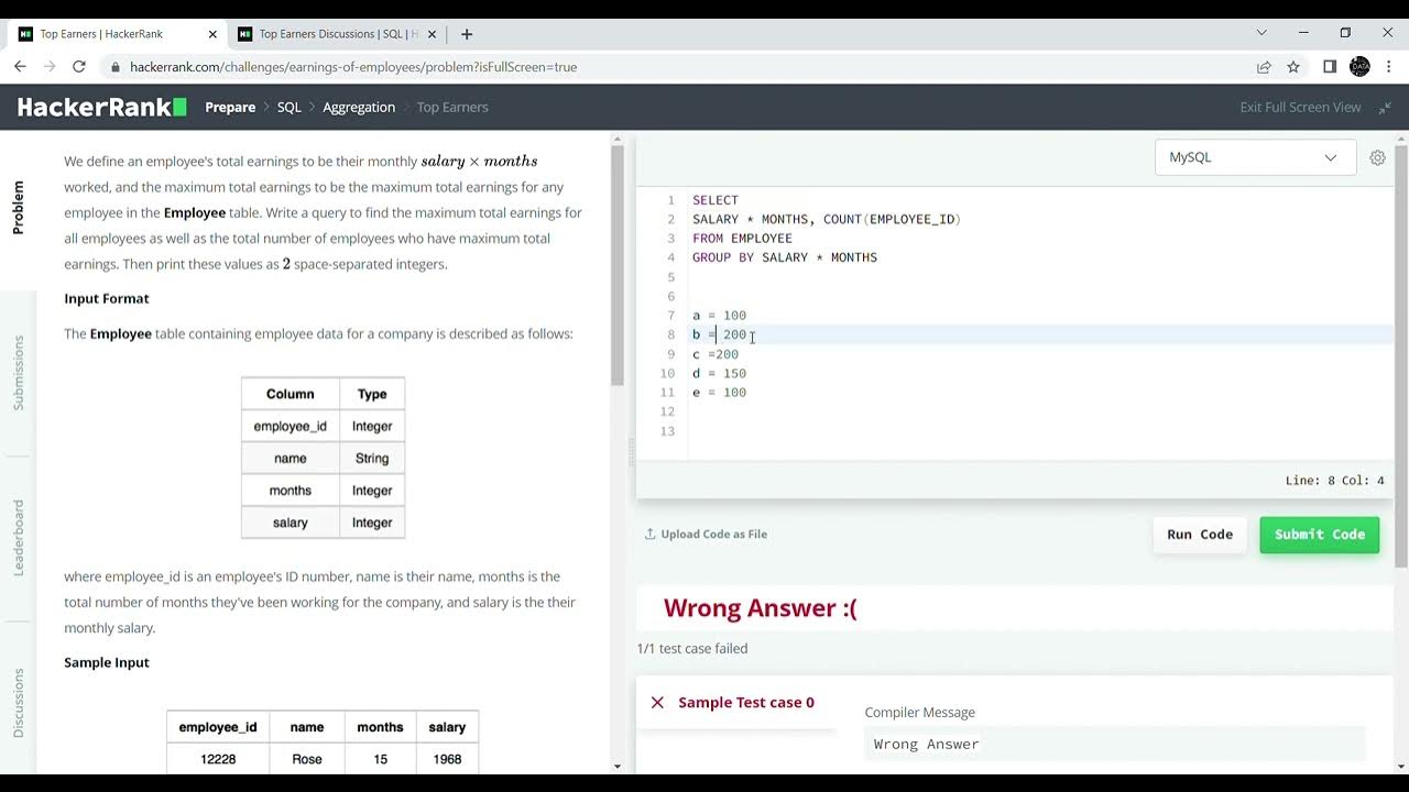 HackerRank SQL || Top Earners || SQL Learning - YouTube