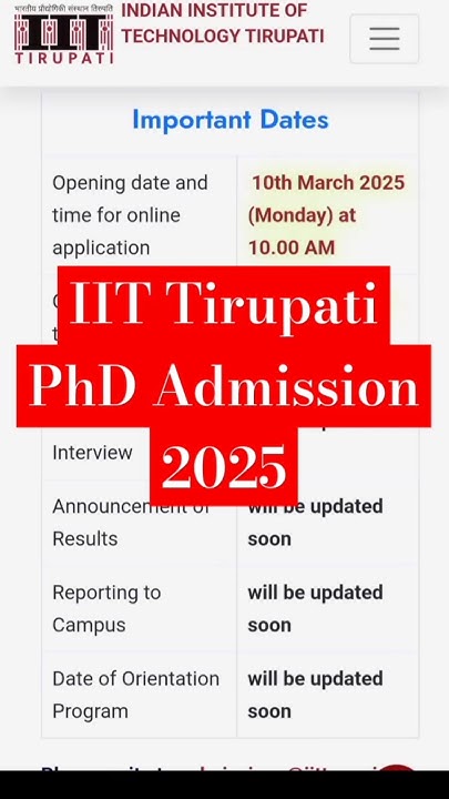 IIT Tirupati PhD Admission 2025 #shorts #iit #iittirupati # ...