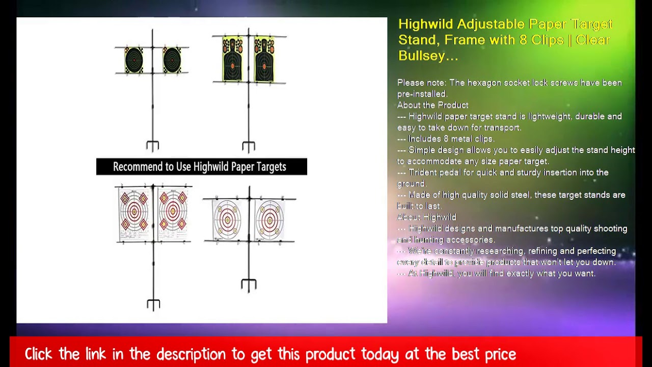 Highwild Adjustable Paper Target Stand, Frame with 8 Clips | Clear ...