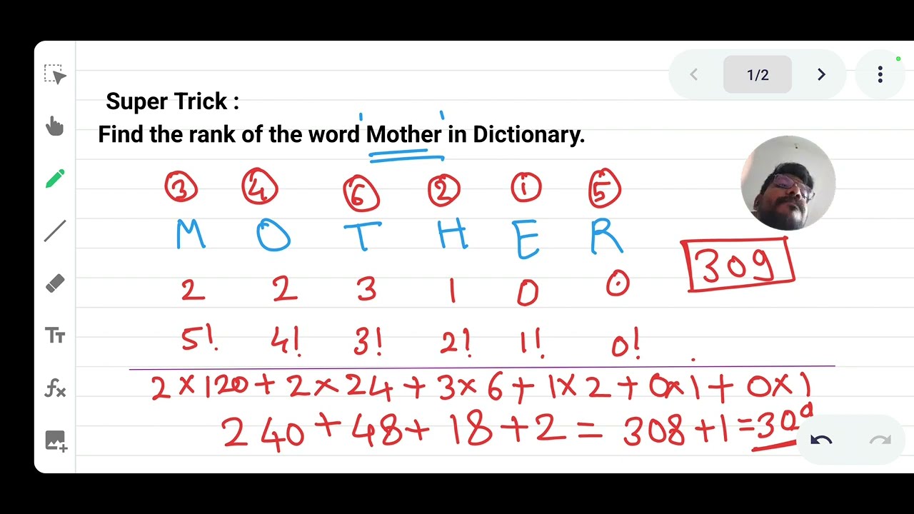 Trick for Rank of Word in Dictionary | Mother and Maths - YouTube