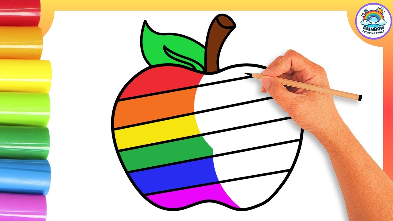 Drawing a Rainbow Apple 🍎🌈 Step-by-Step Guide for Kids! Rainbow Apple ...