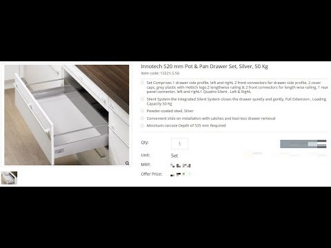 Hettich Innotech 520 mm Pot & Pan Drawer Set, Silver, 50 Kg - Unboxing ...
