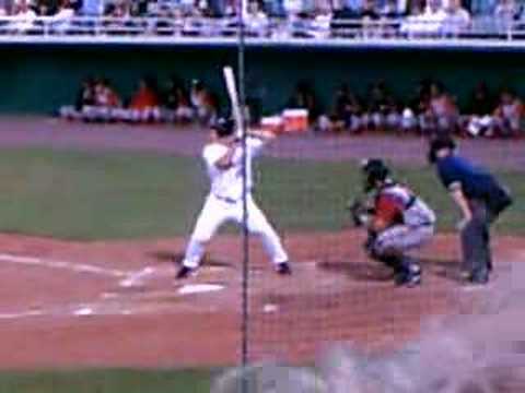 Whit Robbins bats in two - YouTube