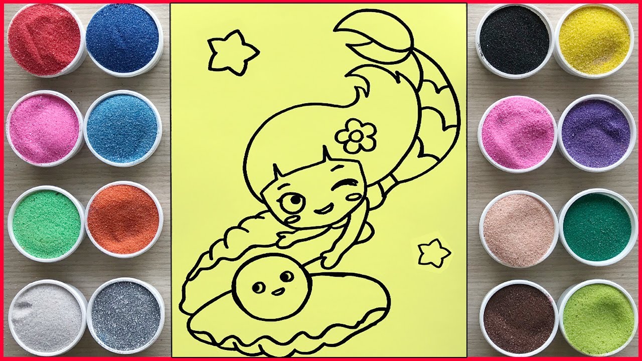 Tô màu tranh cát nàng tiên cá siêu quậy - Sand painting super crazy ...