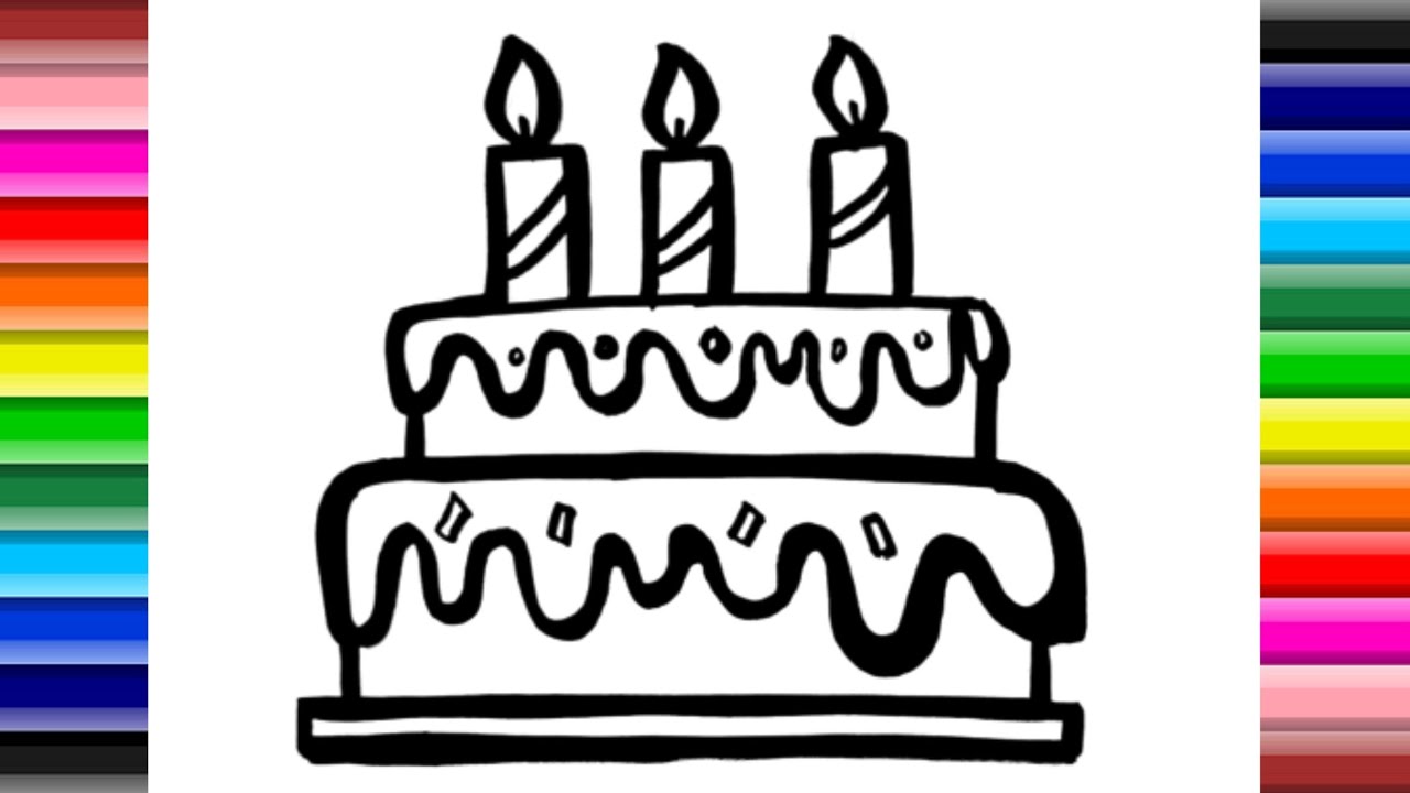 Cake Drawing,Colouring and Painting for kid's, Toddler's | How to Draw ...