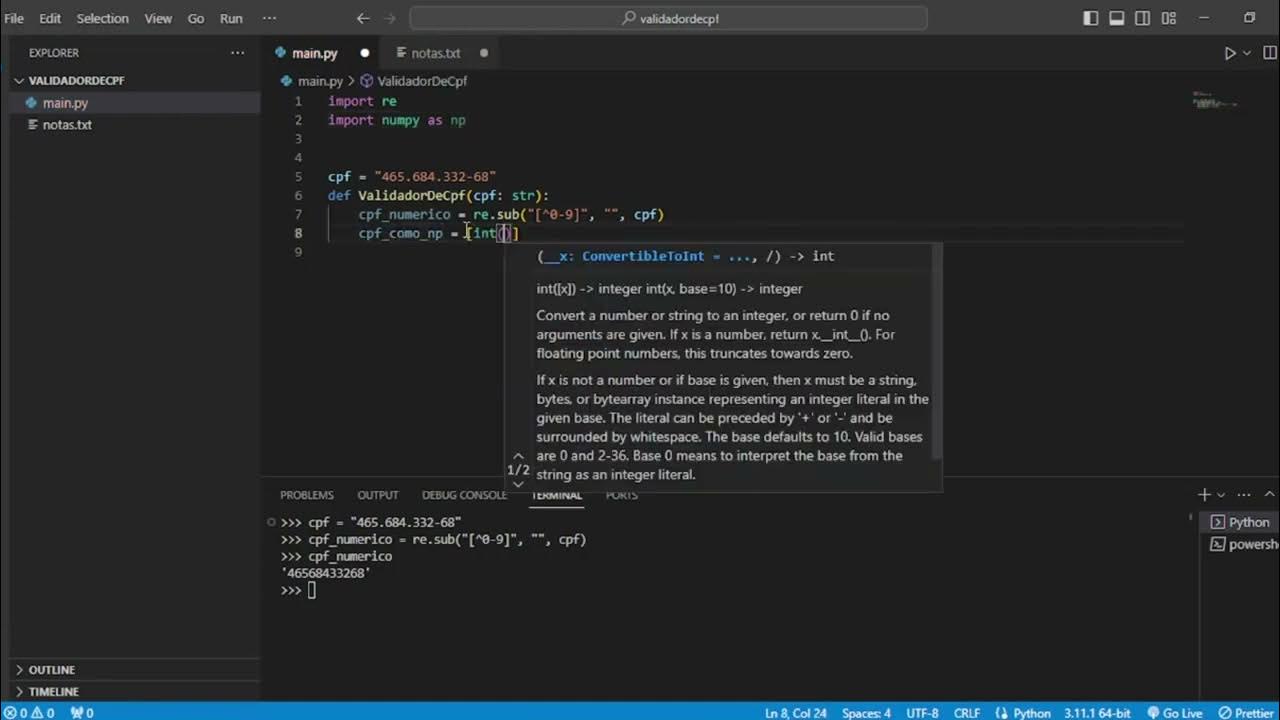 Validador de CPF com python - YouTube