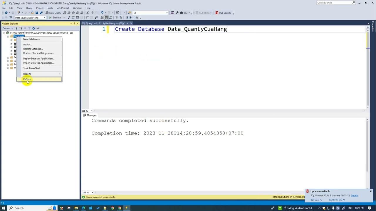 [Cơ sở dữ liệu]. 1. Hướng dẫn tạo Database trong Microsoft Sql Server - YouTube