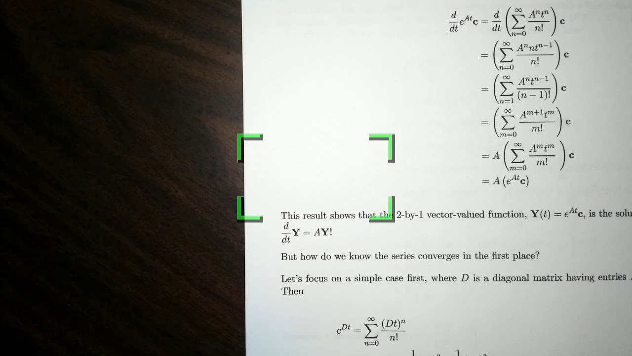 The Matrix Exponential Solution of a Linear System in Two Variables ...
