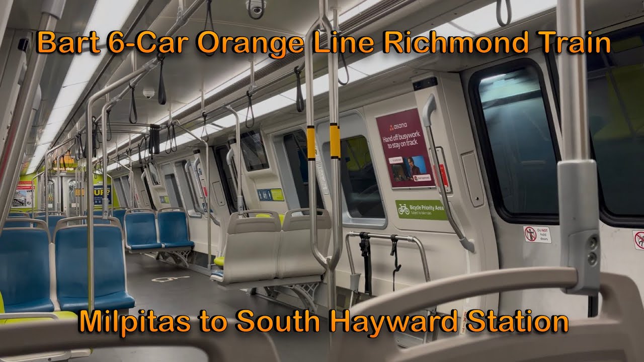 Bart 6-Car Orange Line Richmond Train Ride at Night Milpitas to South ...