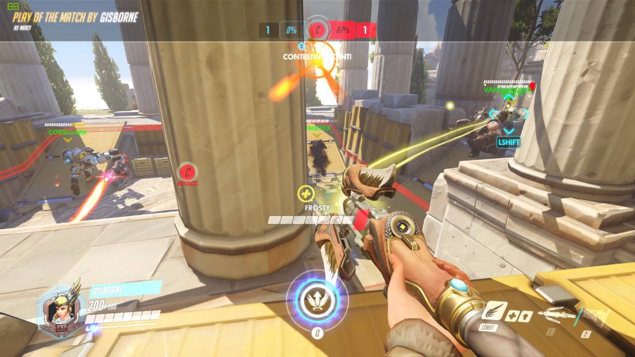 Overwatch - Mercy play of the game (4 player revive) - YouTube