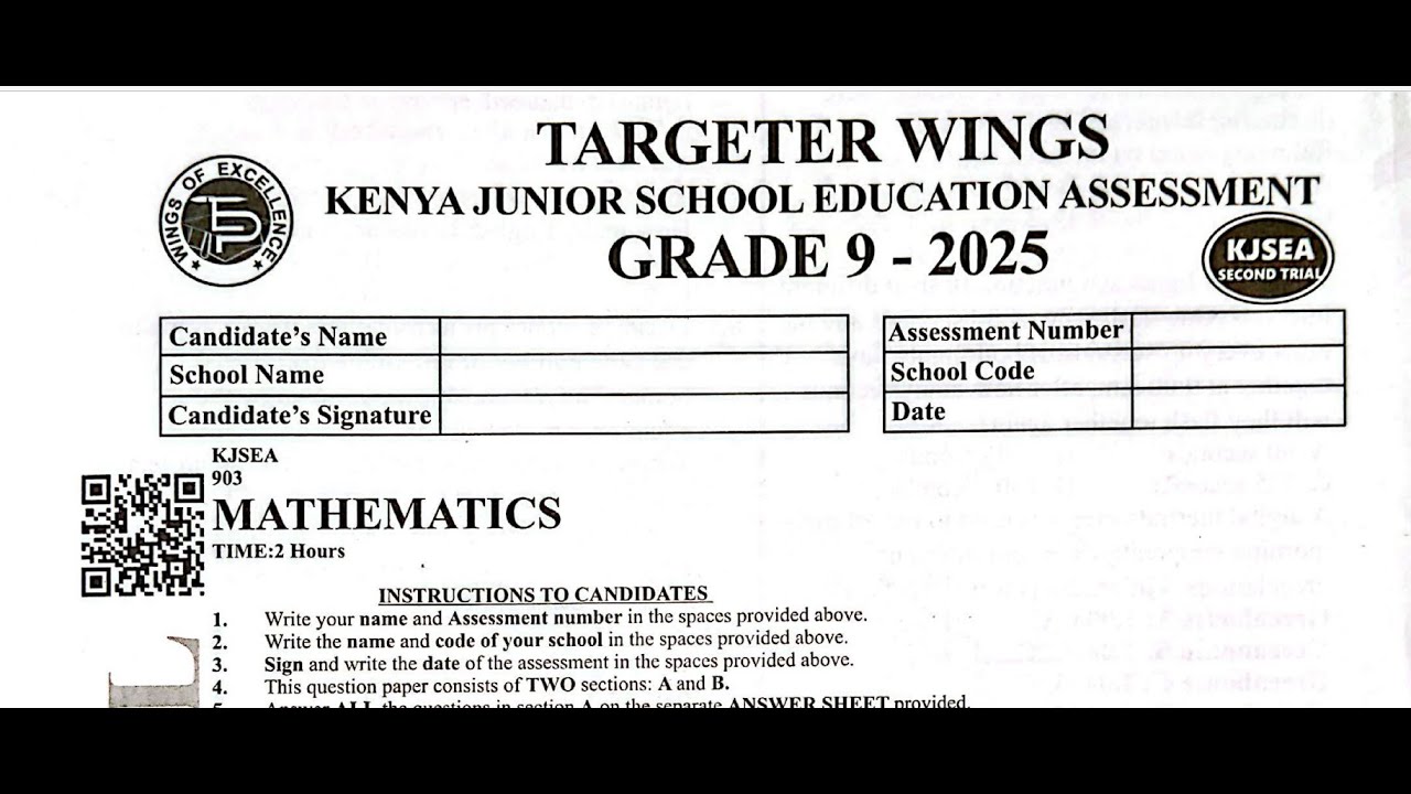 TARGETER WINGS KJSEA SECOND TRIAL, MATHEMATICS GRADE 9 2025 - YouTube
