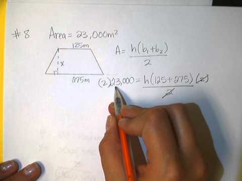 Solving for height in a trapezoid when given the area and bases - YouTube