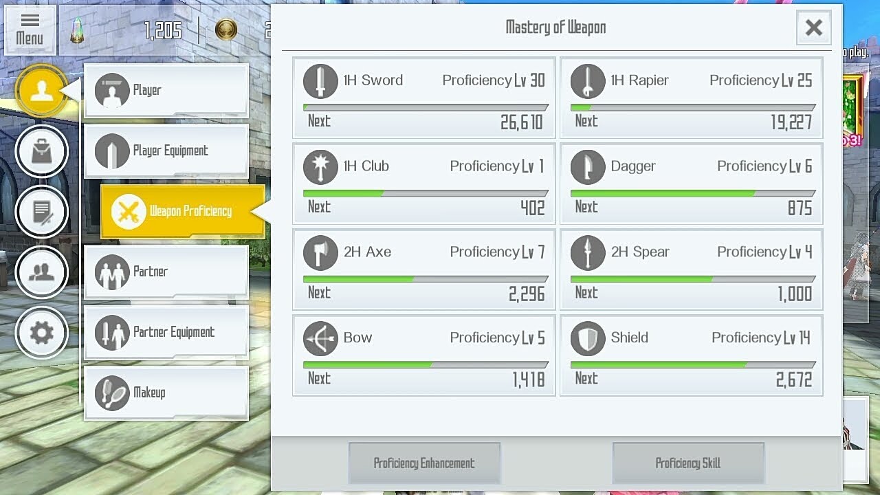 SAO Integral Factor - How to upgrade your weapon proficiency [1H Sword ...
