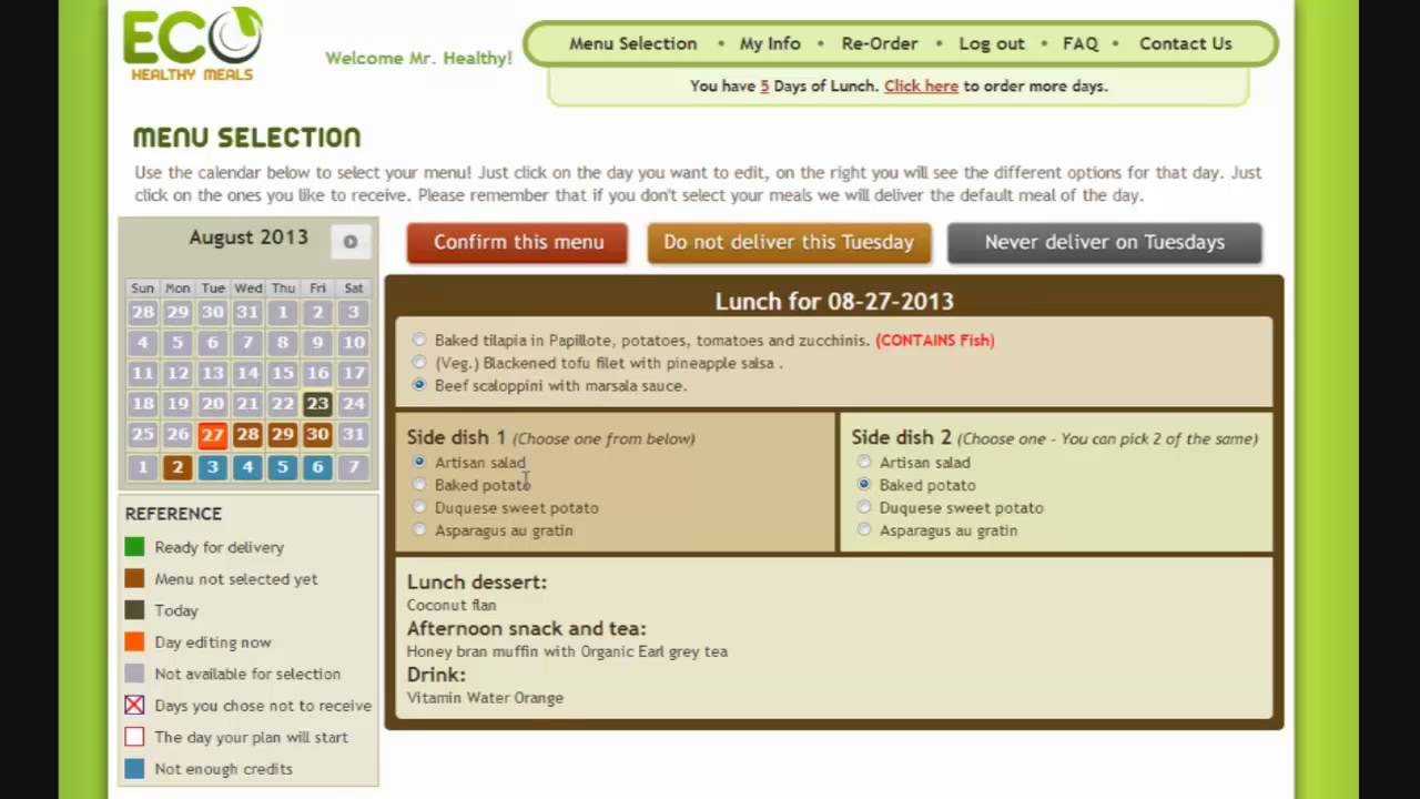 ECO Healthy Meals Menu Selection - YouTube