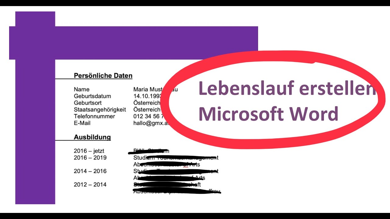 Lebenslauf auf Microsoft Office Word erstellen |deutsch| - YouTube