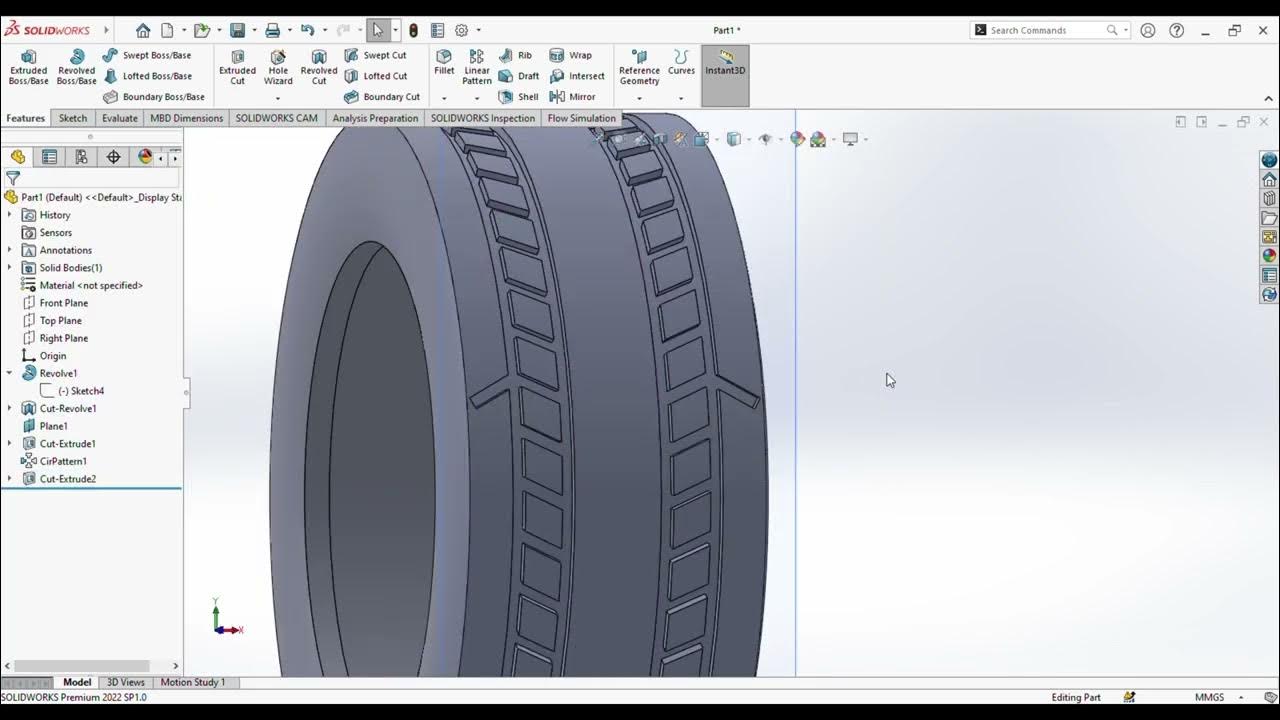 Solid works tutorial Design of Tyre in solid - YouTube