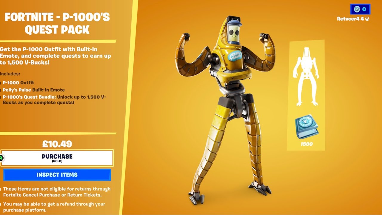 Fortnite - P-1000’S QUEST PACK RETURNS!!! - YouTube