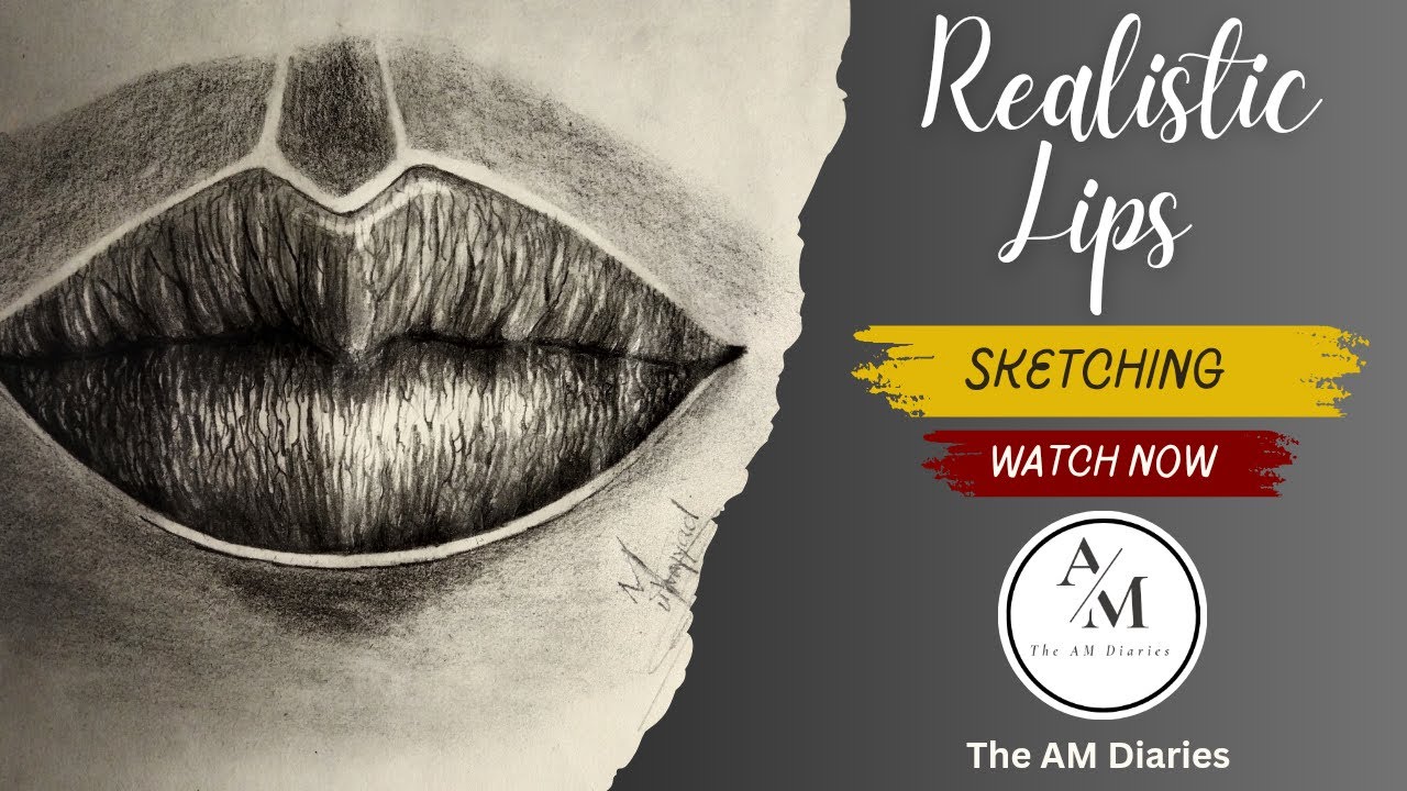 How To Draw Hyper Realistic Lips | Step By Step Sketch Tutorial of Lips ...