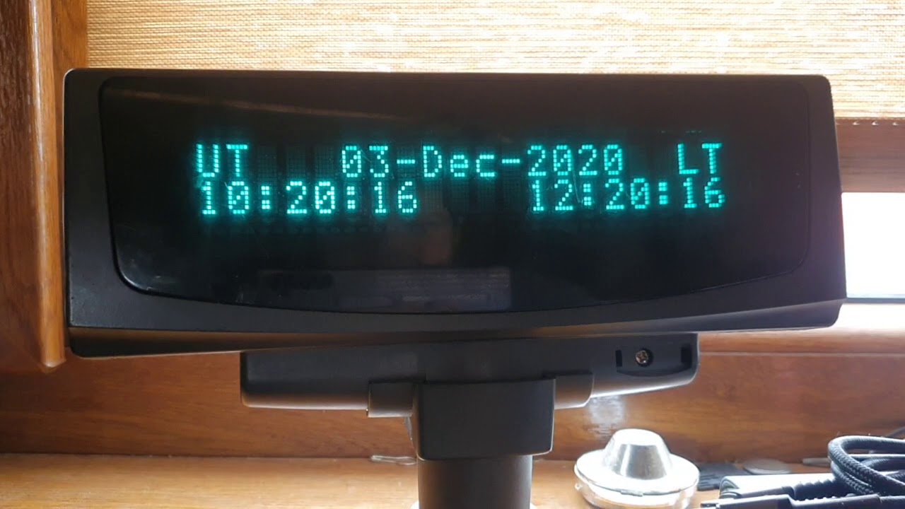 Shack clock with VFD CD7220 POS display - YouTube