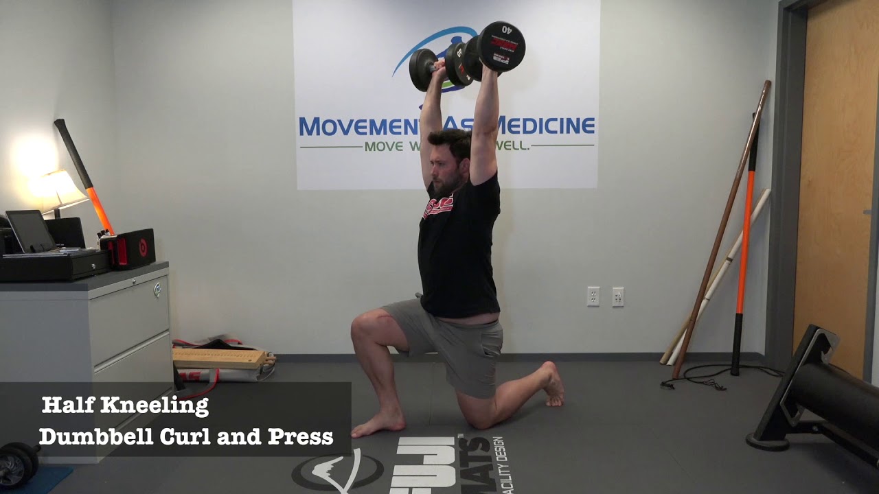 Half Kneeling Dumbbell Curl and Press - YouTube