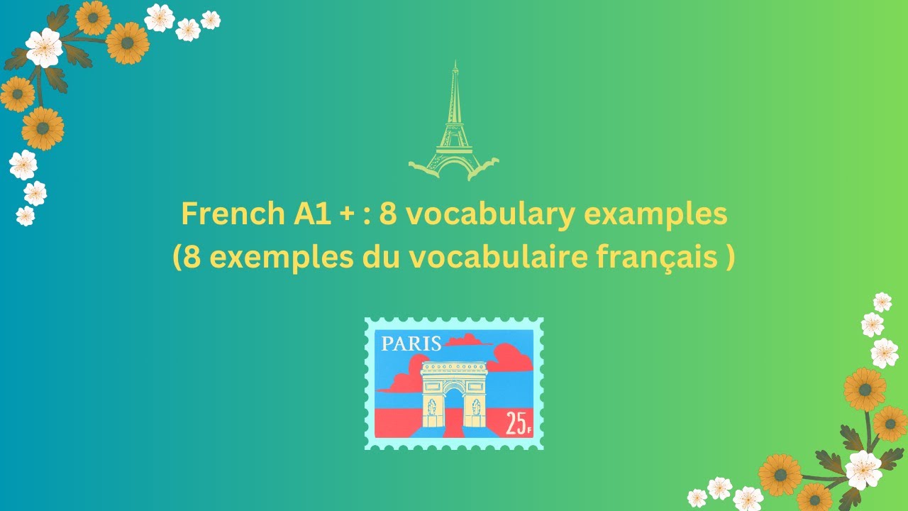 French A1 + : 8 vocabulary examples (8 exemples du vocabulaire français ...