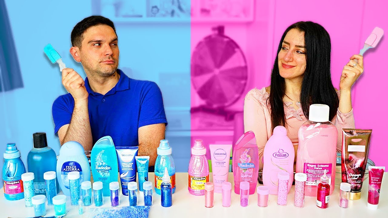 SLIME SOLO COSE ROSA VS SOLO COSE BLU CHALLENGE!!! *SLIME COLORI ...