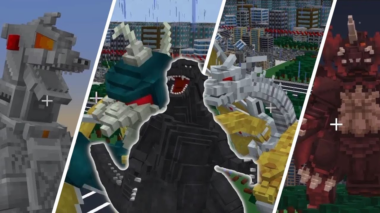 Minecraft Godzilla DLC Full battle SpaceGodzilla King Ghidorah ...