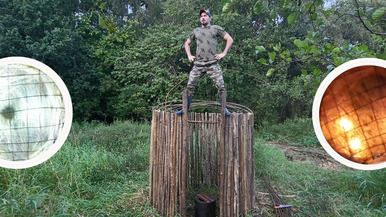 Survival Camping in Water and Reed: Epic Turkey Cooking and Shelter ...