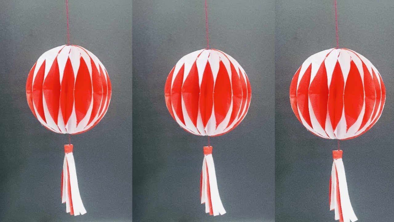 Hiasan 17 Agustusan || cara membuat lampion dari kertas merah putih ...