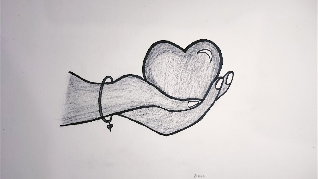 How to draw heart in hand || Beautiful Heart drawing || Easy for ...