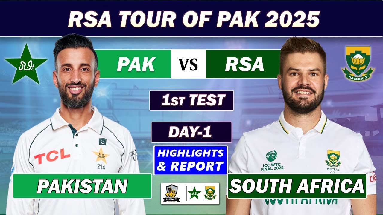 PAKISTAN vs SOUTH AFRICA 1st TEST MATCH DAY 1 HIGHLIGHTS & REPORT | PAK ...