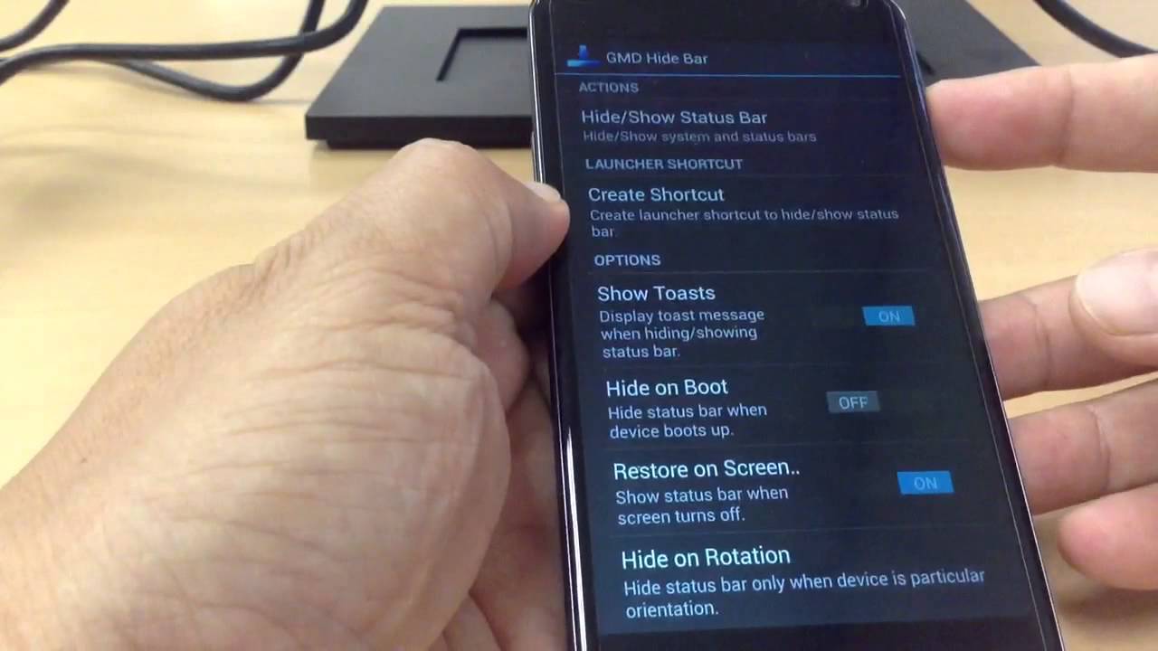 Toggle Notification, Dock And Navigation Bar of Nexus 4/Android - YouTube