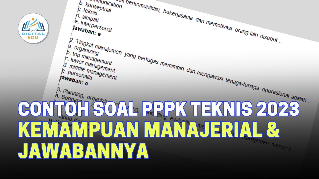 Contoh Soal PPPK Teknis 2023 Kemampuan Manajerial & Jawabannya - YouTube