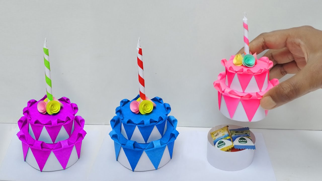 How to make paper cake box | Birthday gift ideas | DIY gift box - YouTube