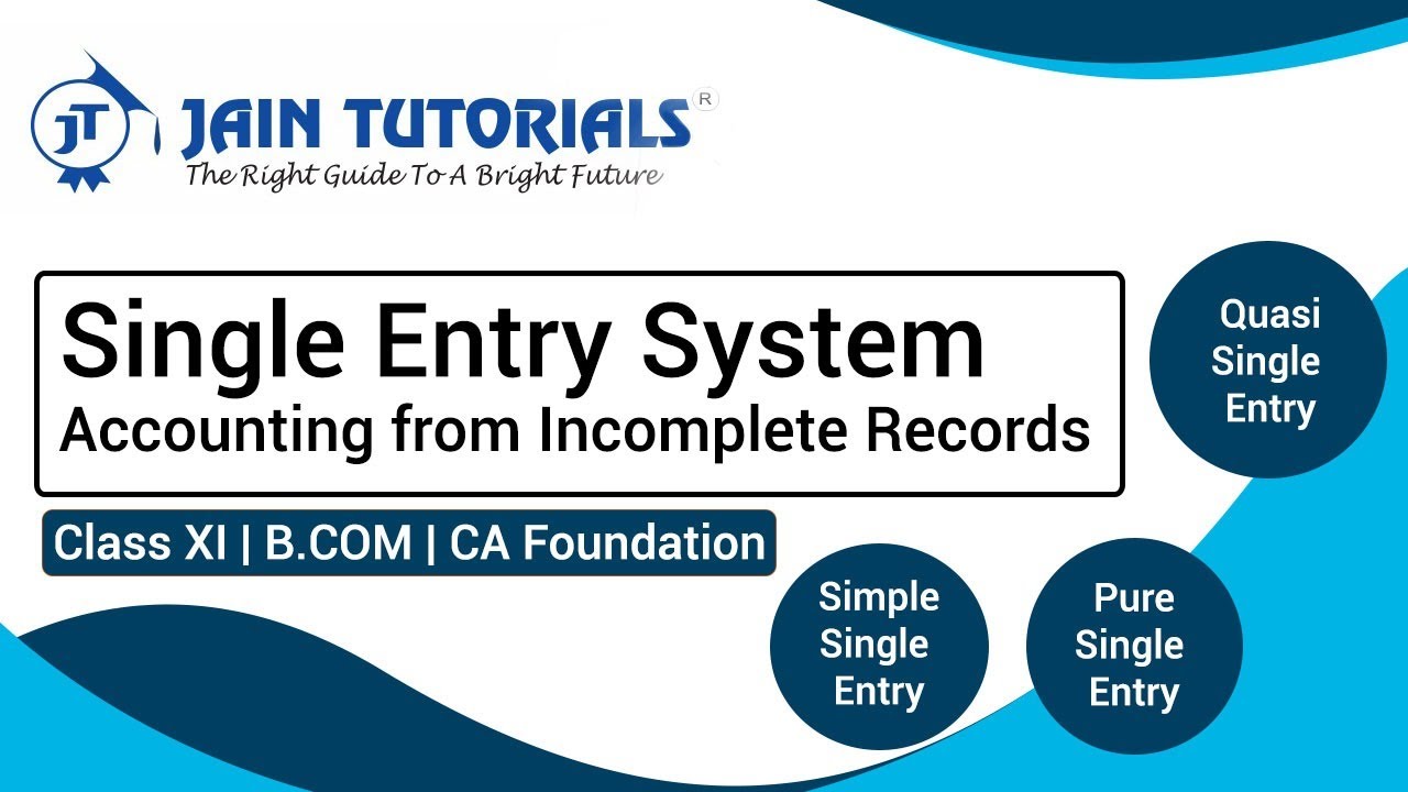 SINGLE ENTRY SYSTEM I PART - 1 I CLASS XI I CA FOUNDATION I B.COM I GAUTAM DUGAR I JAIN ...