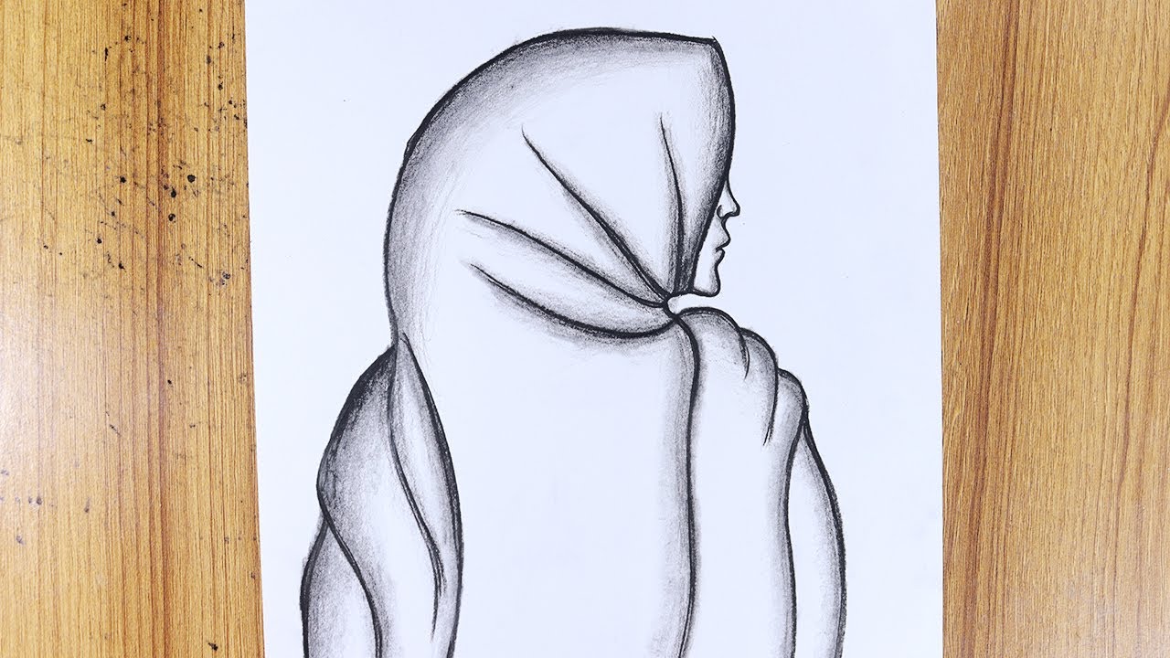 Easy drawing hijab girl side face | Pencil sketch hijab girl | Art ...