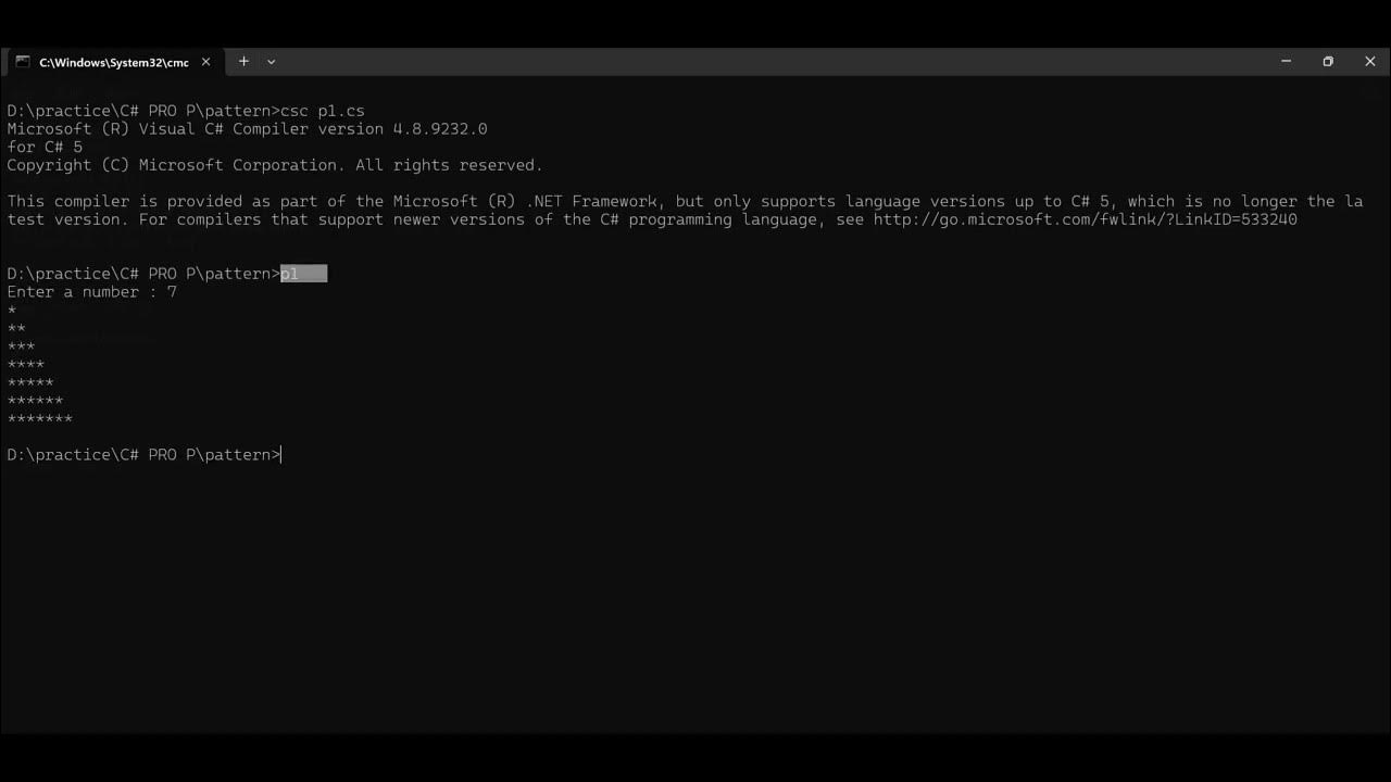 Pattern Programming in C# || Star Triangle Patterns in C# || C# Program ...