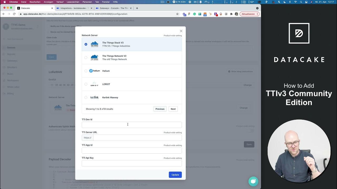 How to connect LoRaWAN Devices on TTIv3 The Things Stack Community Edition to Datacake IoT ...