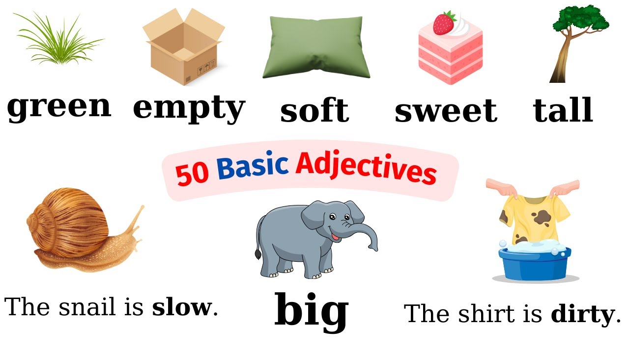 50 Basic English Adjectives for Kids | Simple & Clear | Daily Use ...