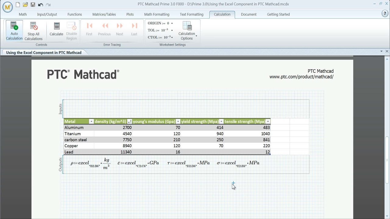 14 Mathcad Excel Component YouTube 14 Mathcad Excel Component YouTube