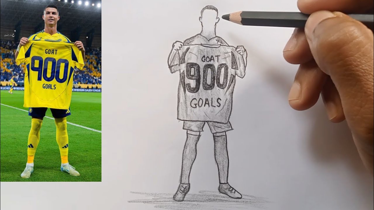 How to Draw Ronaldo’s Iconic 900 Goal Celebration Step by Step - YouTube
