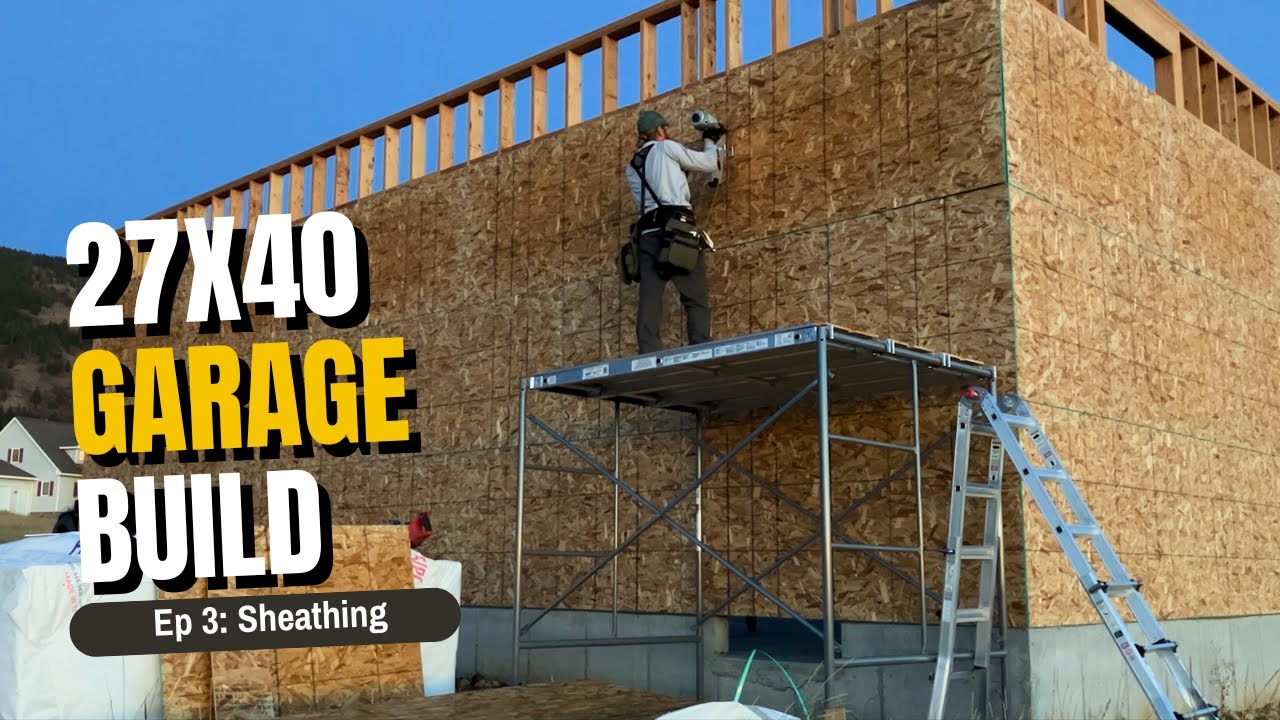 Solo Sheathing 15 Foot Tall Walls - Framing - Garage Shop Build | Ep 3 ...