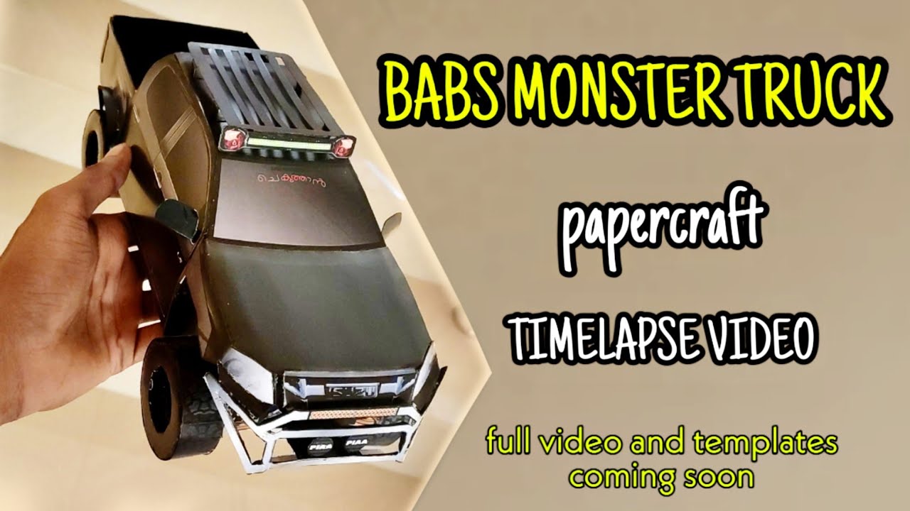 Babs Monster truck papercraft | Timelapse video | izuzu V Cross - YouTube