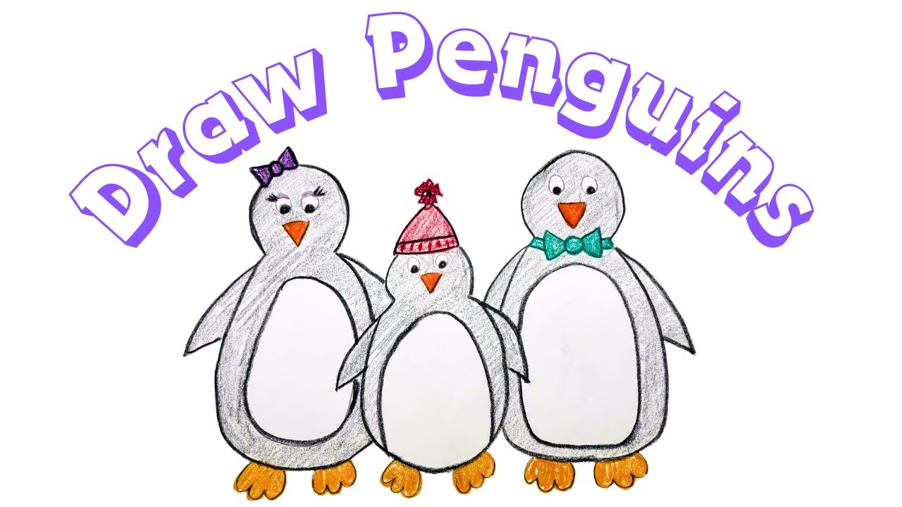 Penguin Family - Directed Draw for Kids - YouTube