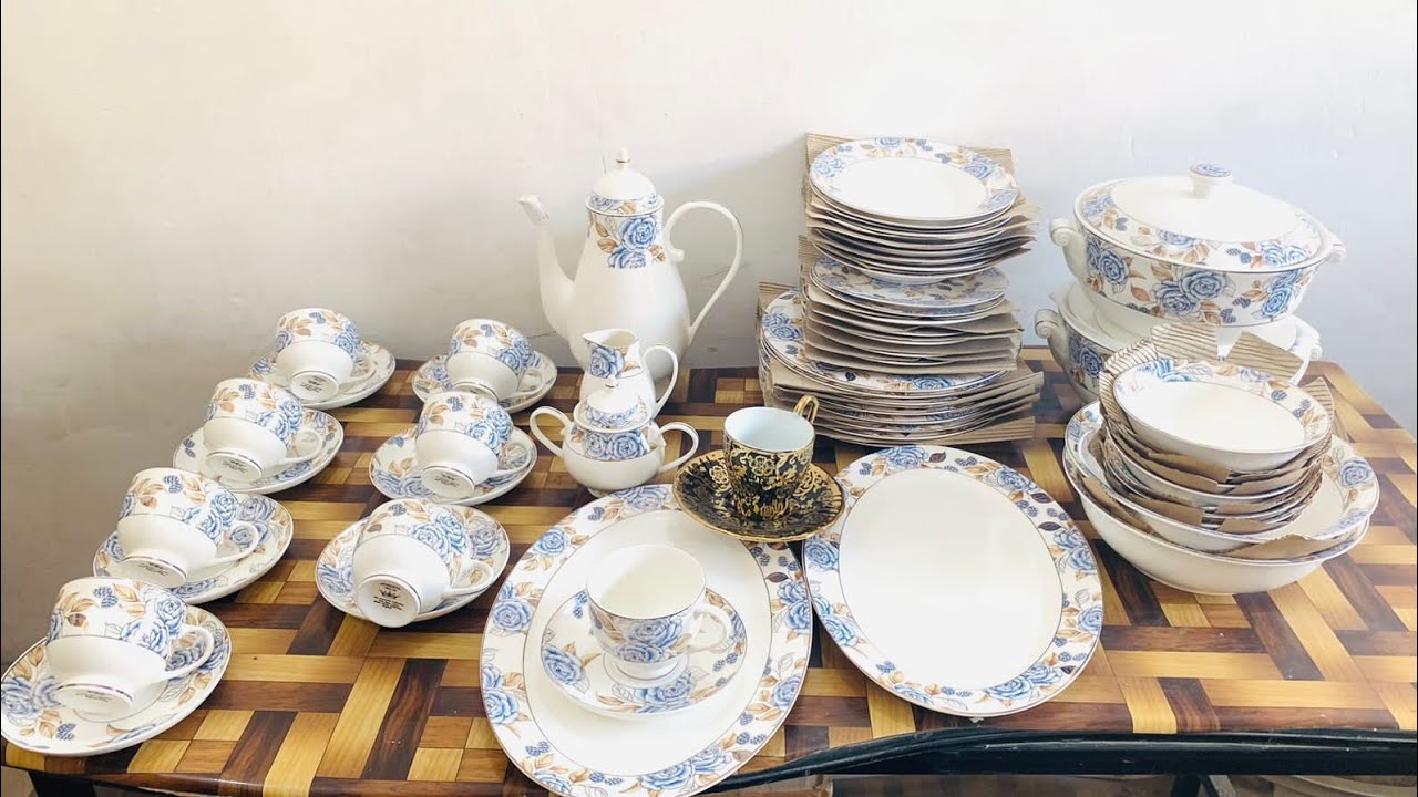 61 pieces light weight super bone dinner set for 8 persons serving ...