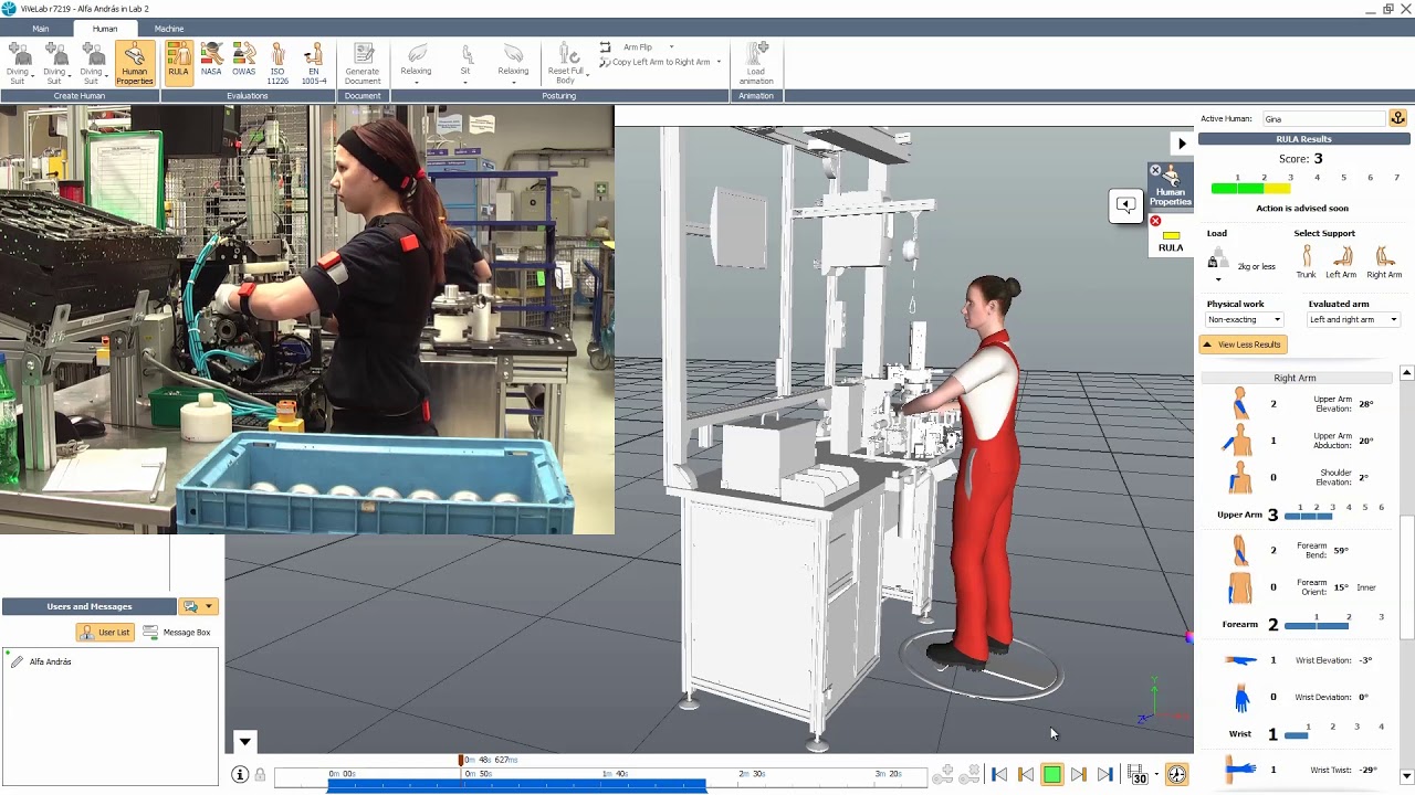 RULA analysis in ViveLab Ergo - YouTube