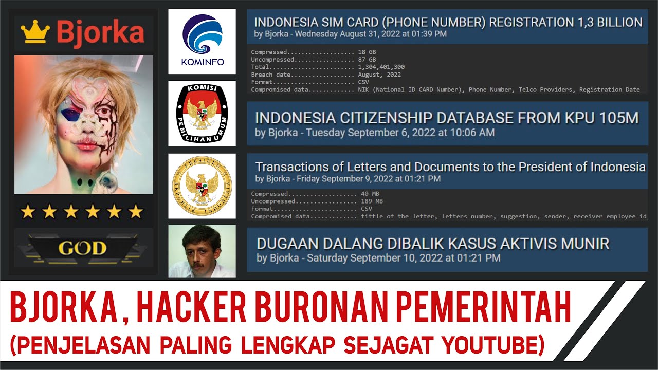 HACKER BJORKA VS PEMERINTAH INDONESIA ( Kominfo , KPU , BIN ) - YouTube