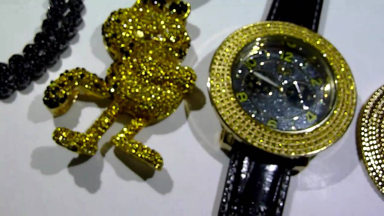 (SOLD) COMBO!! Gold "Yellow Garfield + Black Cluster Chain" FREE ...