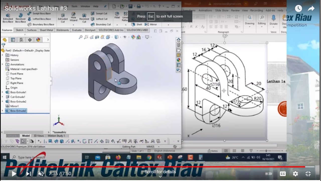 SolidWorks Tutorial Exercise 3 - YouTube
